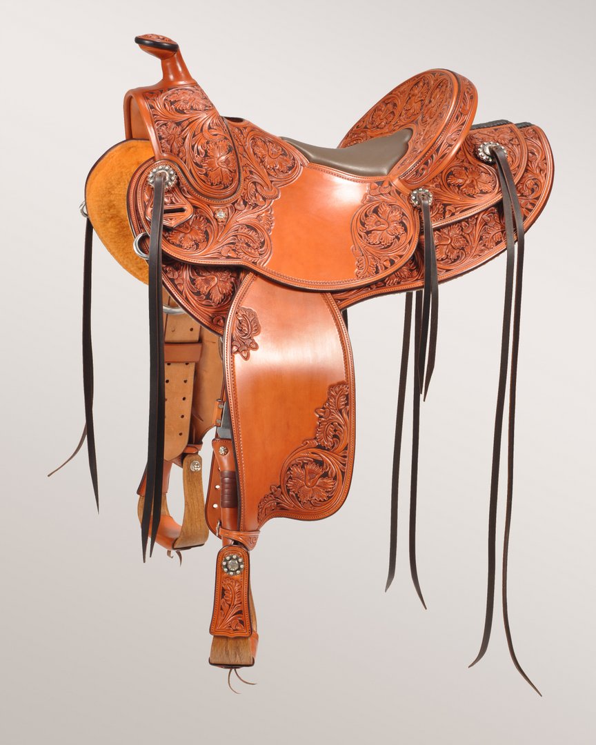 Daffodil tooled saddle by Seidel's Saddlery