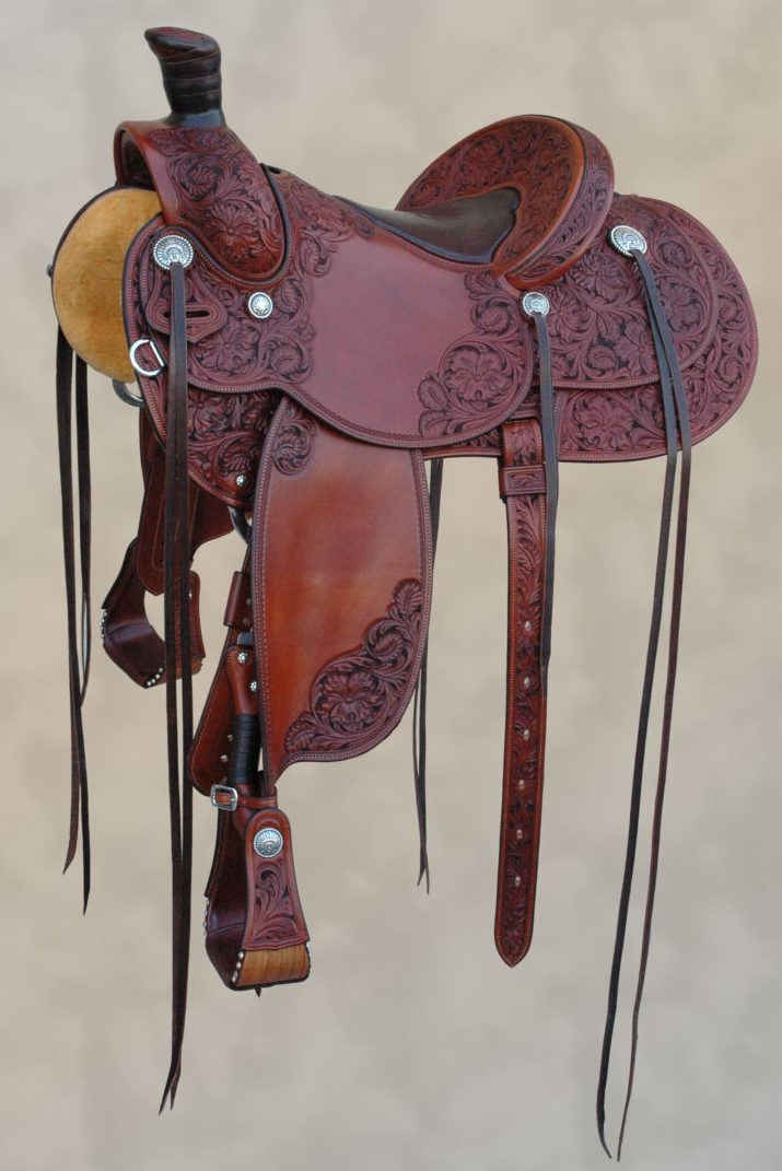 "Thompson" Saddle, 3/4 coverage in our Wyoming Wild Rose pattern